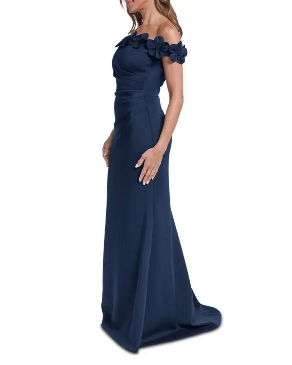 Eliza J Off The Shoulder 3d Floral Gown