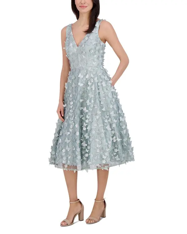 Eliza J 3d Applique Sleeveless Midi Dress