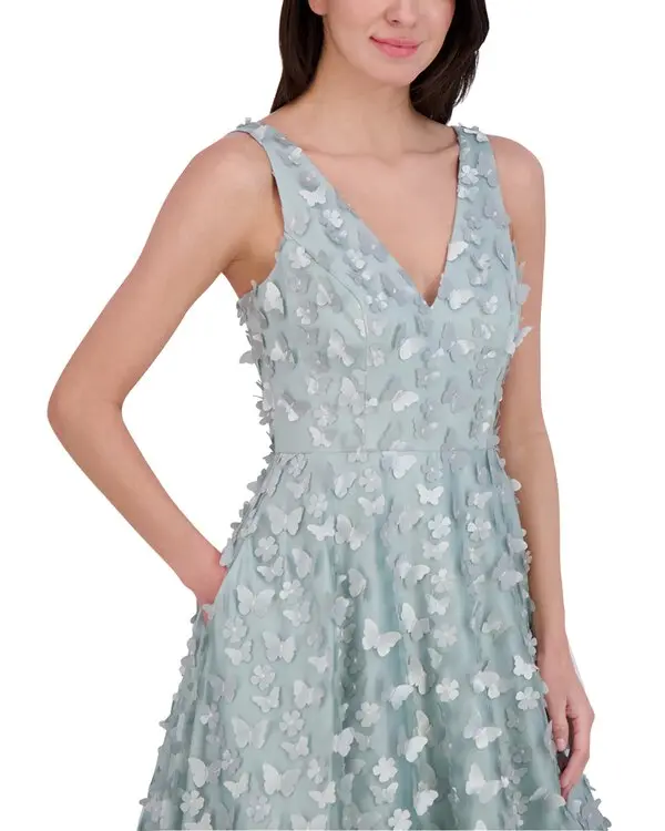 Eliza J 3d Applique Sleeveless Midi Dress