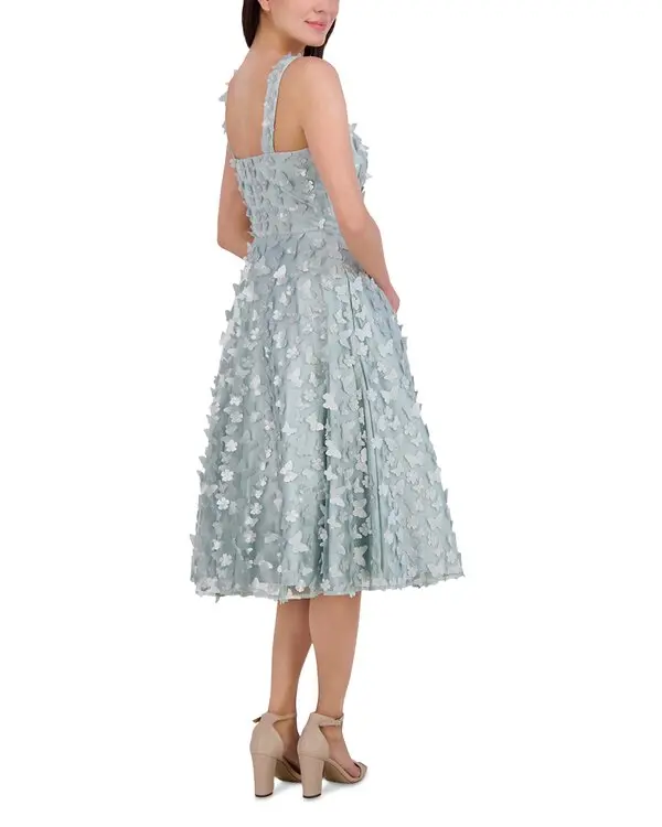 Eliza J 3d Applique Sleeveless Midi Dress