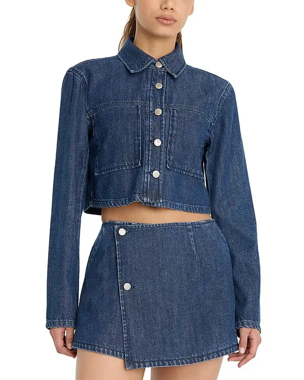 Good American Denim Cropped Jacket - Indigo