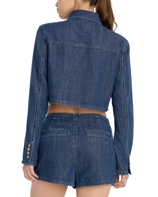 Good American Denim Cropped Jacket - Indigo