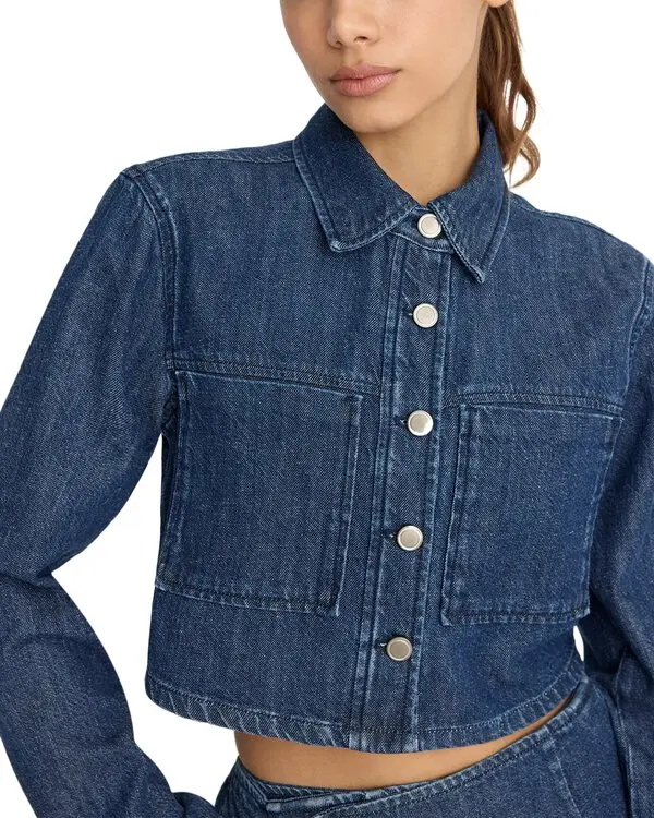 Good American Denim Cropped Jacket - Indigo