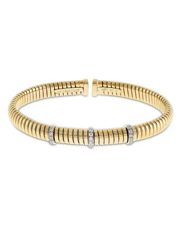 ALBERTO MILANI 18k Yellow Tubogas Bracelet With Diamonds - Gold