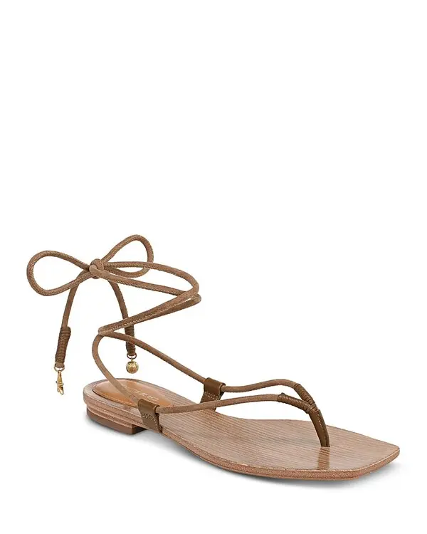 Veronica Beard Rosetta Suede Ankle Tie Flat Sandals