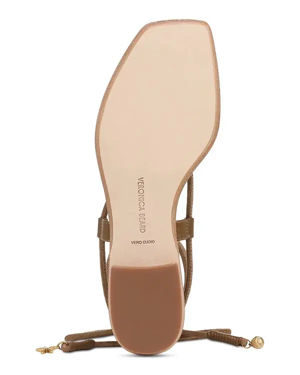 Veronica Beard Rosetta Suede Ankle Tie Flat Sandals