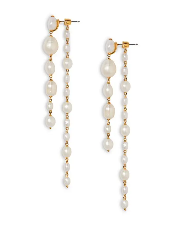 Nadri Madrid Cultured Freshwater Pearl Front To Back Earrings - Gold