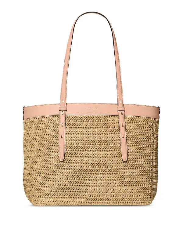 Kate Spade New York Woven Tote With Leather Trim - Light Canteloupe