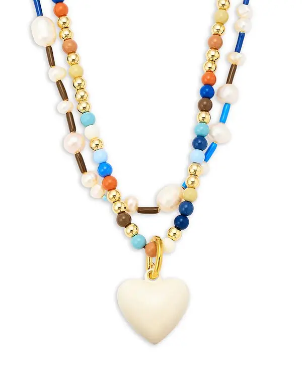 ROXANNE ASSOULIN Happy Baby Bead Duo Necklace - Gold/denim/multi