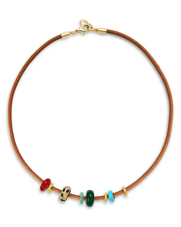 ROXANNE ASSOULIN Leather Stone Slider Necklace - Multi