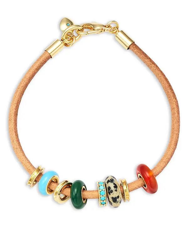 ROXANNE ASSOULIN Leather Stone Slider Bracelet - Gold/natural/multi