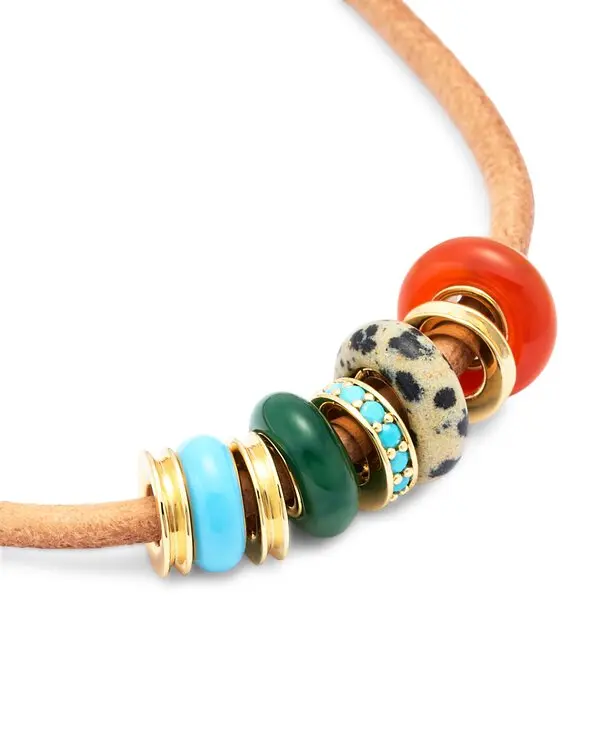 ROXANNE ASSOULIN Leather Stone Slider Bracelet - Gold/natural/multi