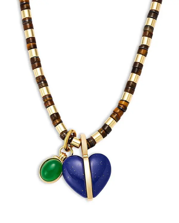 ROXANNE ASSOULIN Semi Precious Heishi Necklace - Gold/tigers Eye/lapis/jade