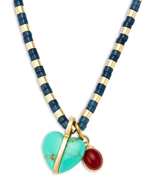 ROXANNE ASSOULIN Semi Precious Heishi Necklace - Gold/lapis/turquoise/carnelian