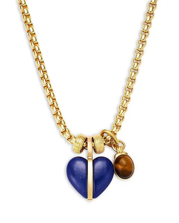 ROXANNE ASSOULIN Mini Stone Heart Charm Pendant Necklace - Gold/lapis