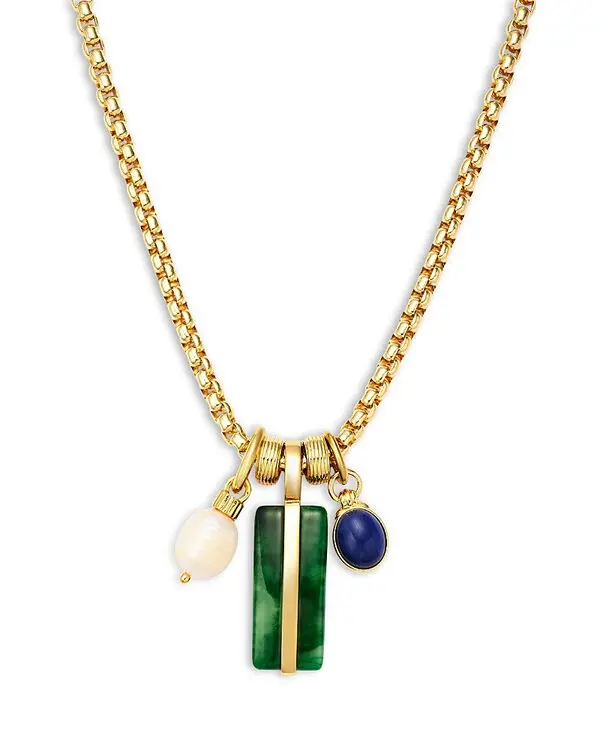 ROXANNE ASSOULIN The Stone Bar Pendant Necklace - Gold/moss Agate
