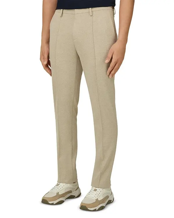Boggi Milano Regular Fit Cotton Blend Jersey Trousers - Beige