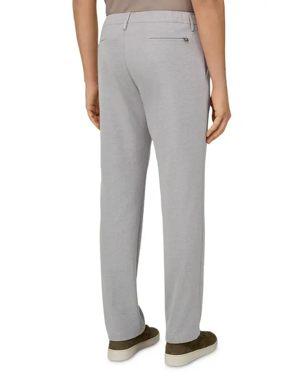 Boggi Milano Regular Fit Cotton Blend Jersey Trousers - Grey