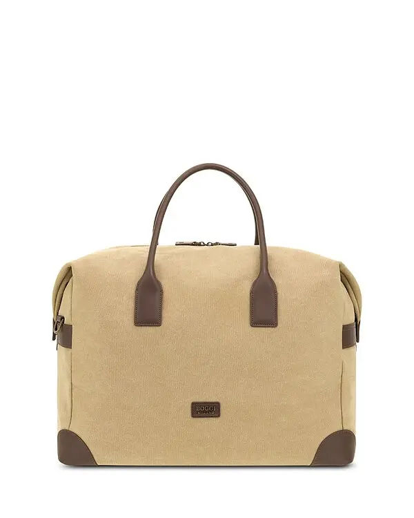 Boggi Milano Washed Canvas Weekend Bag - Beige