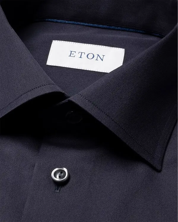 Eton Slim Fit Solid Signature Twill Shirt - Navy