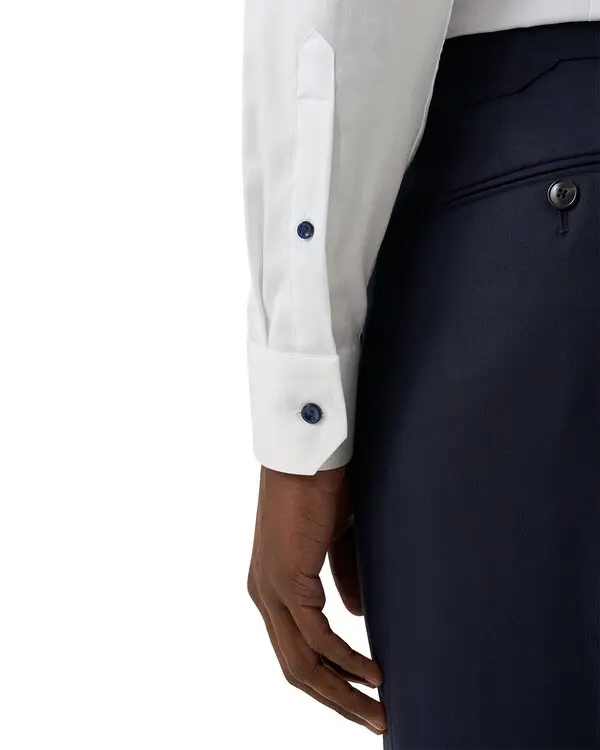 Eton Slim Fit Navy Details Signature Twill Shirt - White