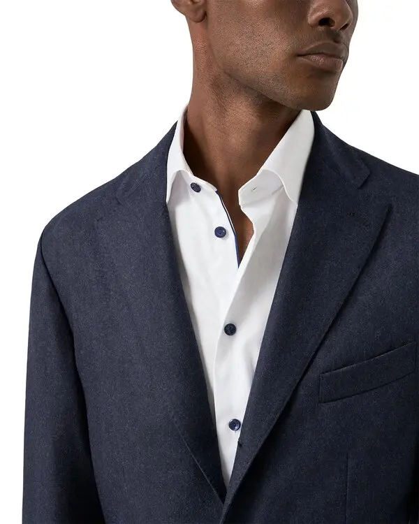 Eton Slim Fit Navy Details Signature Twill Shirt - White