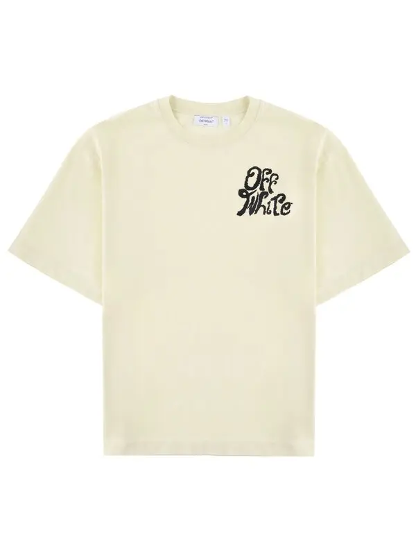 Off-White T-shirt Con Logo - Beige
