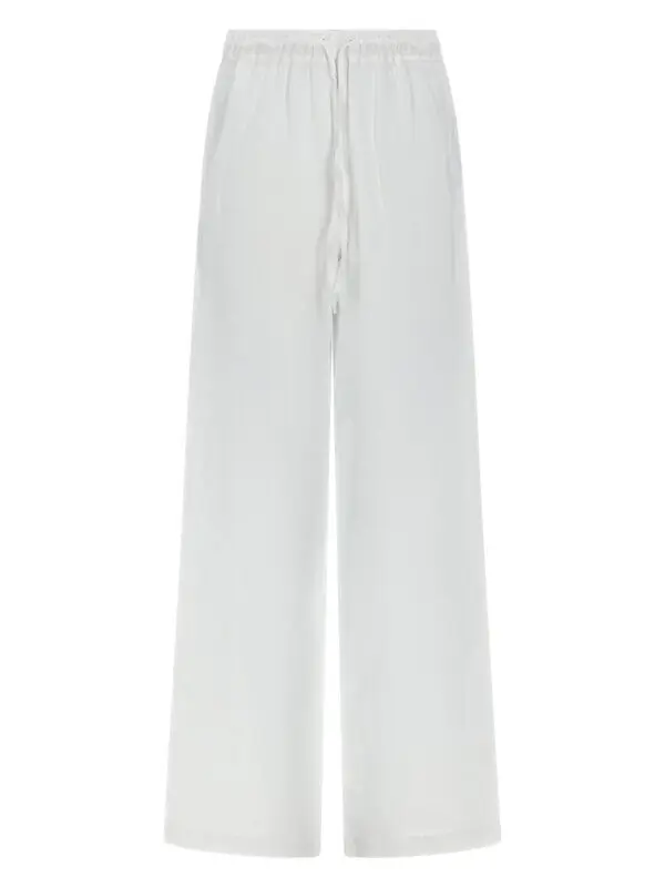 120% Lino Wide Leg Linen Trousers - White