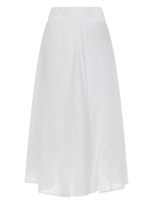 120% Lino Linen Long Skirt - White