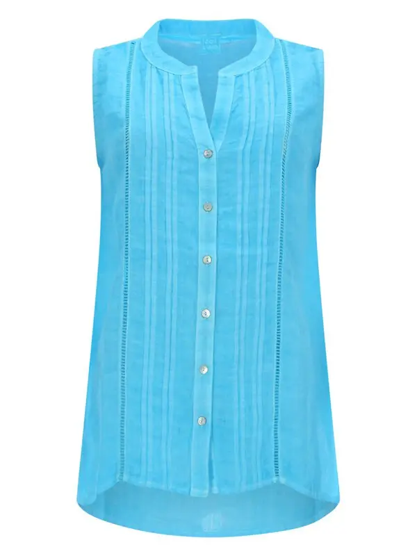 120% Lino Sleeveless Shirt - Azure