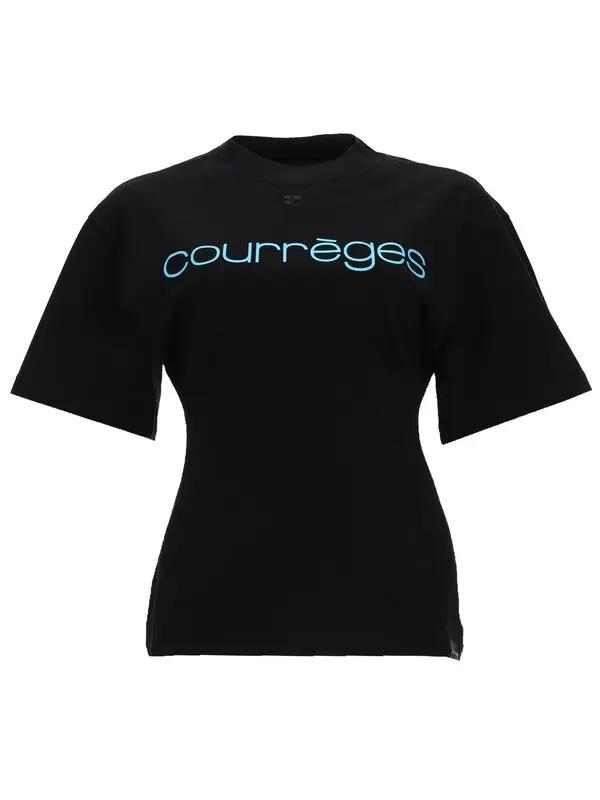 COURREGES T-shirt Con Logo - Black