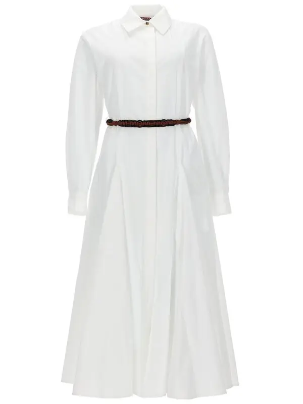 Max Mara Mstaffeto" Midi Abito With Belt - White