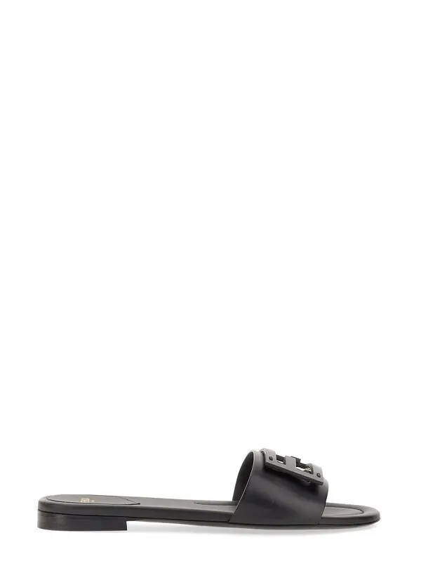 Fendi Leather Slides - Black