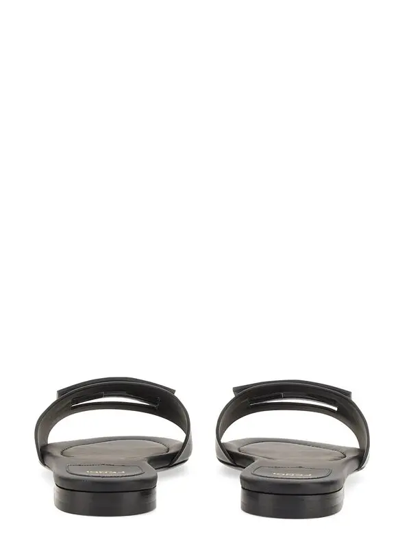 Fendi Leather Slides - Black