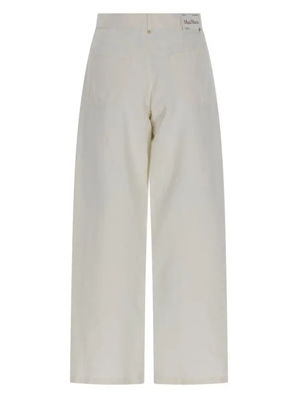 Max Mara Cotton Linen Five-pocket Trousers - White