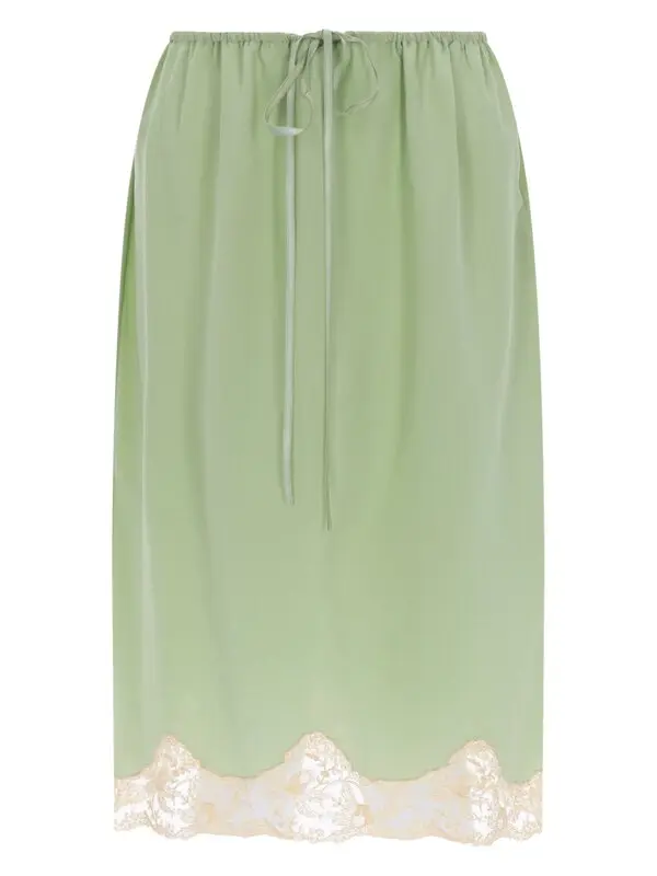 Saint Laurent Midi Skirt With Lace - Green