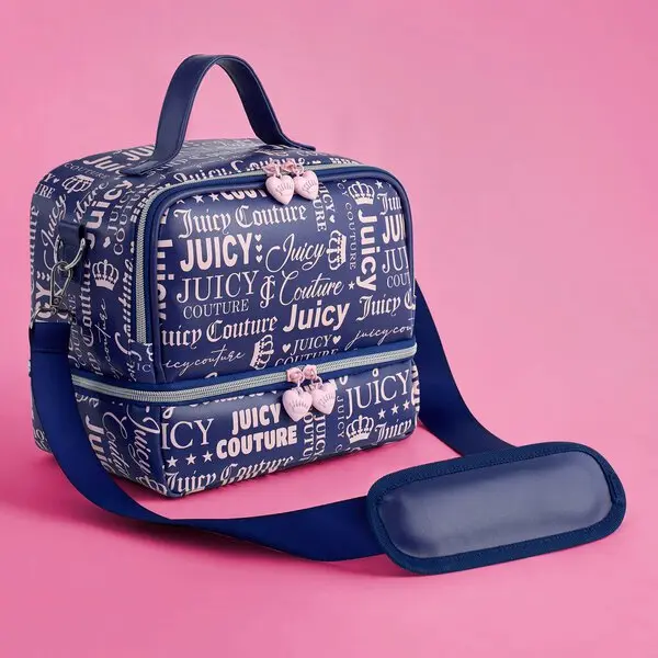Juicy Couture Double Zip Chill Cooler Bag - Navy Repeat Logo