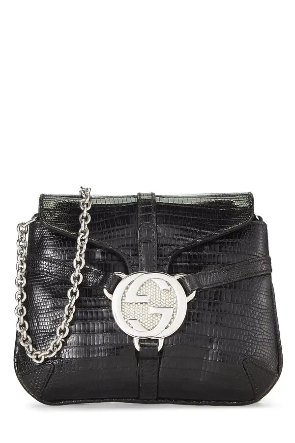 Gucci Lizard Reins Crossbody Bag - Black