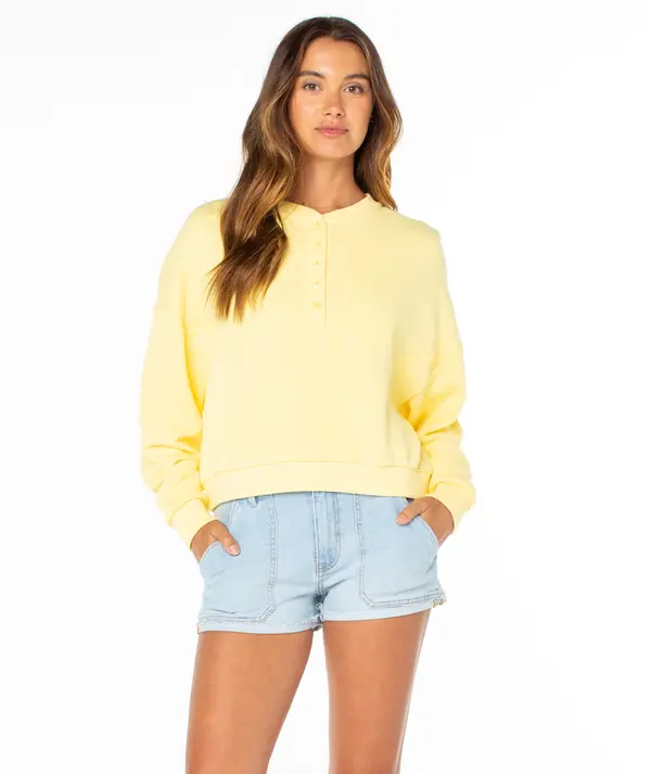 Roxy Overcast Crewneck Sweatshirt - Popcorn Solid