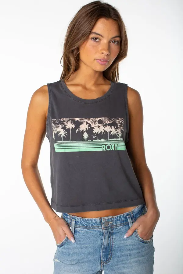 Roxy Windy Palm Graphic Tank - Phantom Windy Palm