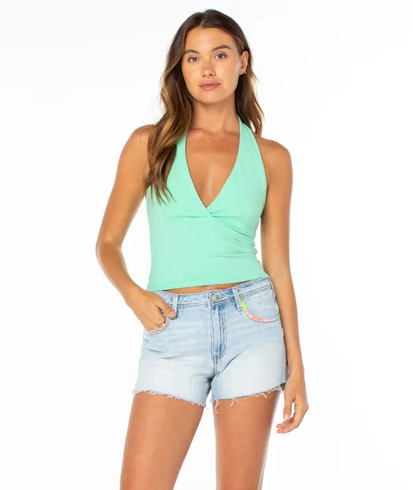 Roxy South Shore Halter Tank - Spring Bud Solid