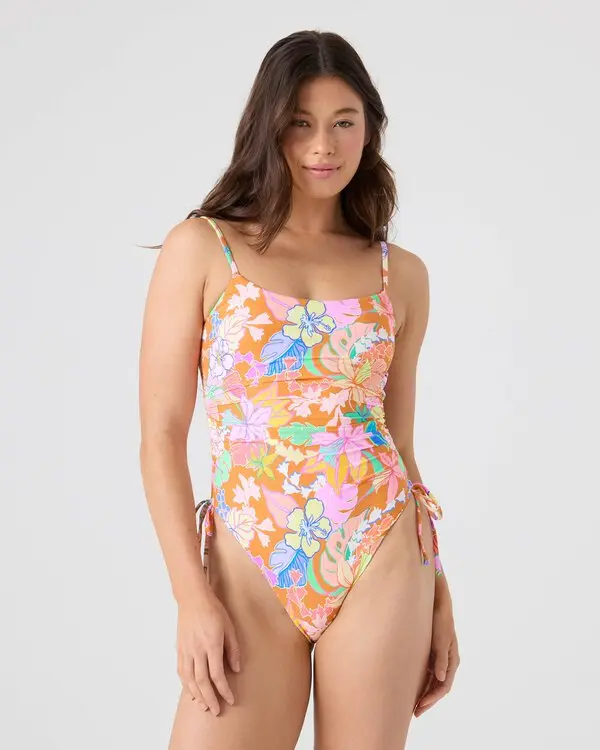 Roxy Lei It On Me Printed One-piece Swimsuit - Brown Multi