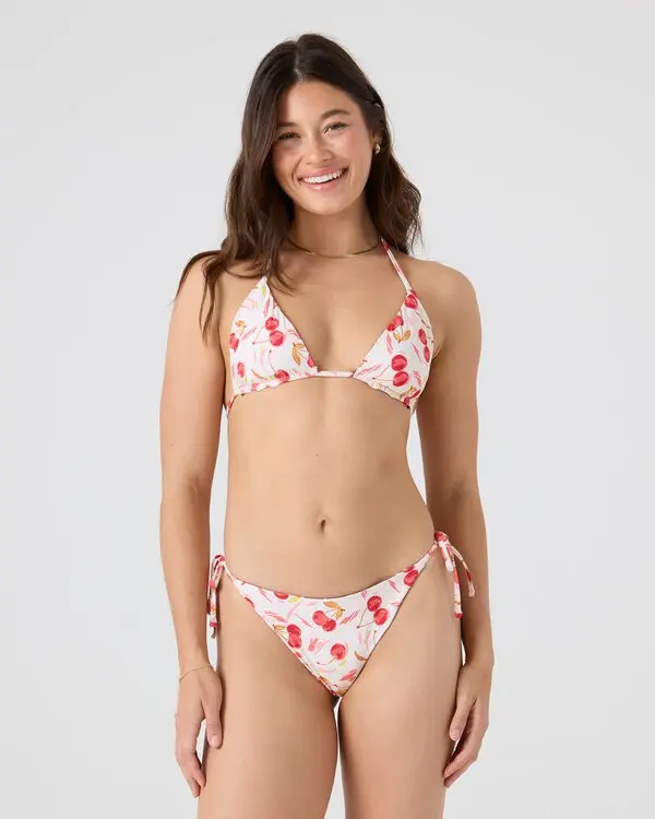 Roxy Cherry On Top Mini Tiki Triangle Bikini Top - Red/cream