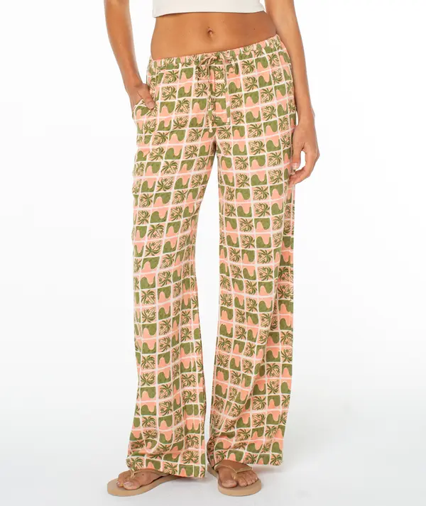 Roxy Iyla Printed Pant - Desert Flower Palm Wave Checker