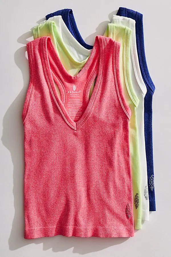 Free People Up Next Ribbed Tank - Electric Sunset