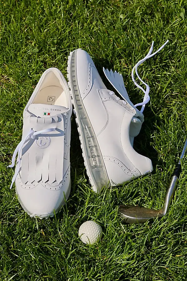 DUCA DEL COSMA Golf Sneakers With Perforated Details And Fringed Kilties - White