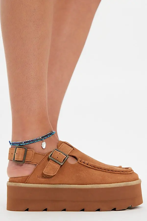 Clarks Meare Easy Elevated Mules - Tan Suede