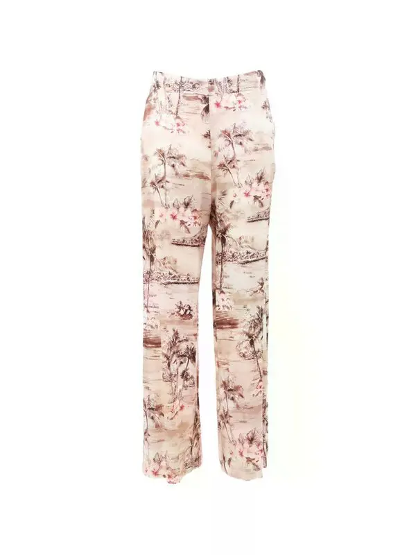SHIRTAPORTER Graphic-print Palazzo Trousers - Neutrals