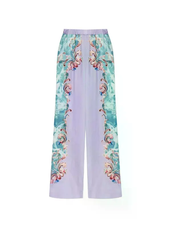 Versace Floral Print Trousers - Purple