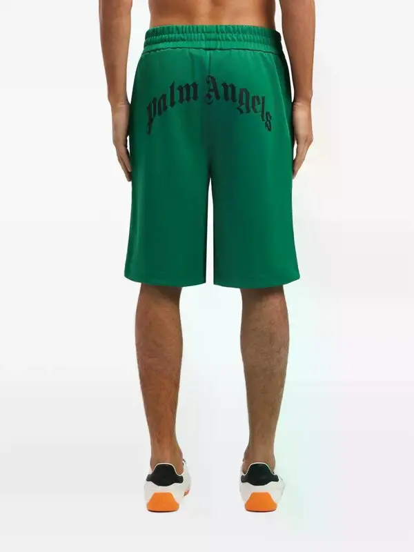 Palm Angels Curved Logo Track Shorts - Green